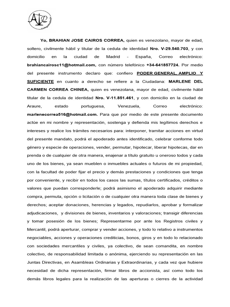 Poder General Consular | Descargar gratis PDF | Documento de identidad