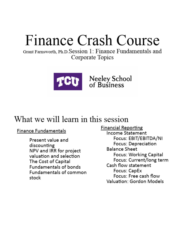 Finance Crash Course Session 1 | PDF | Bonds (Finance) | Expense Finance Crash Course Session 1 | PDF | Bonds (Finance) | Expense