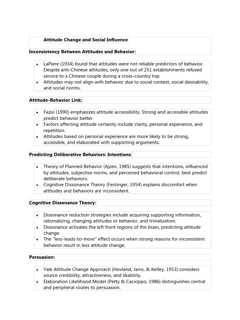 Attitude Change and Social Influence Insights | PDF | Attitude ...