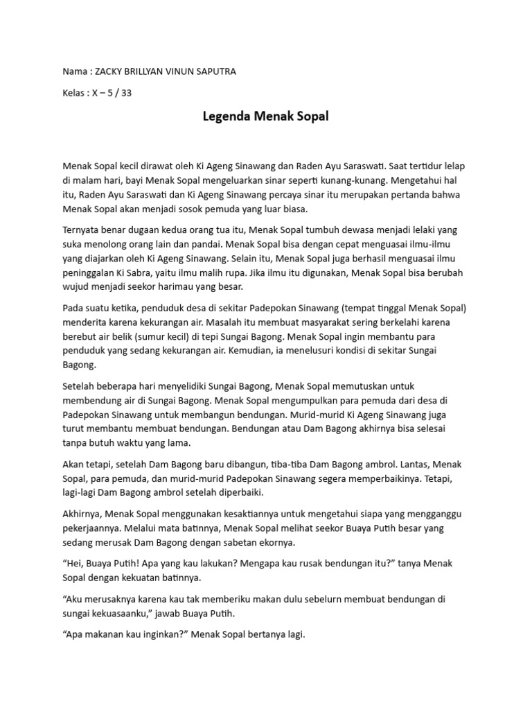 Legenda Menak Sopal | PDF