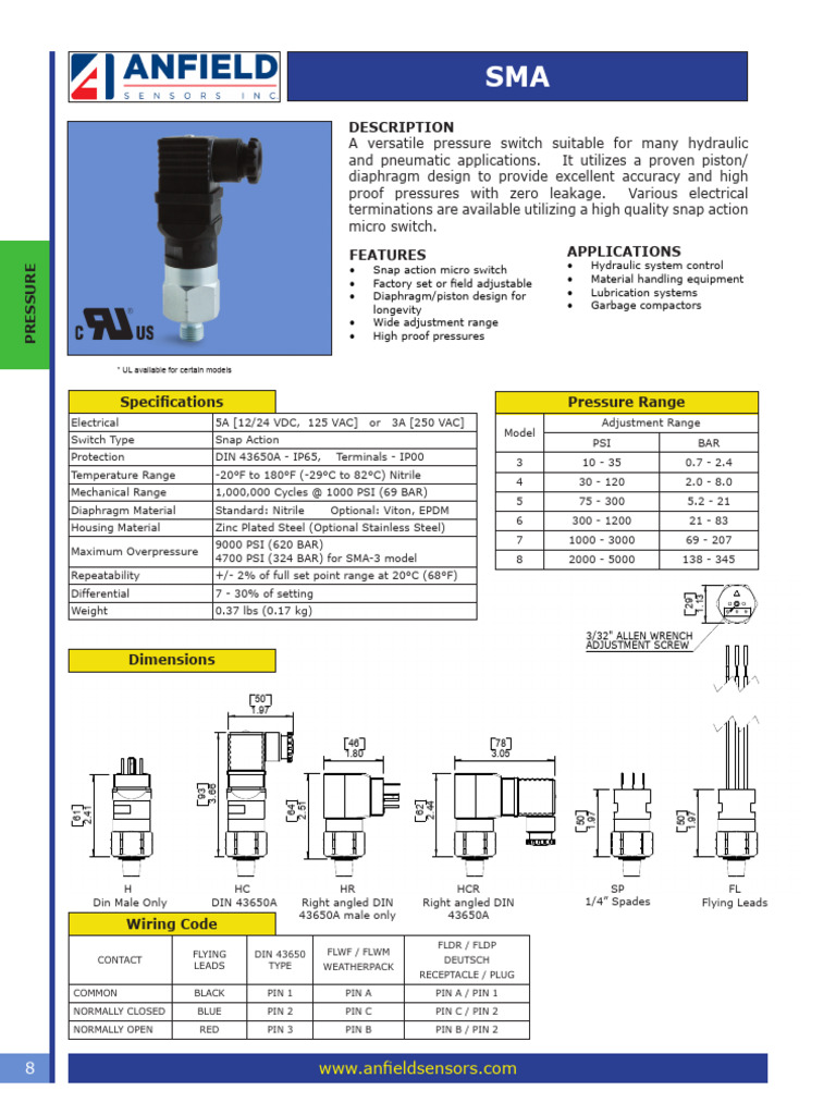 Sma SMF High Pressure Switch | PDF | Electrical Connector | Switch