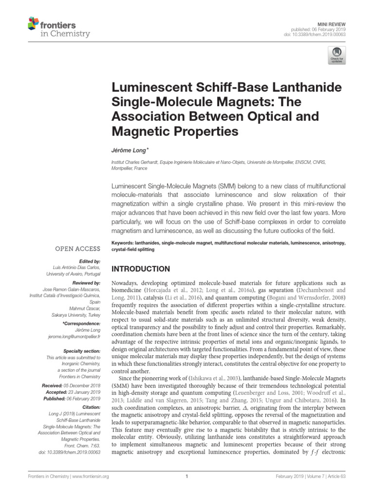 10 3389@fchem 2019 00063 | PDF | Coordination Complex | Lanthanide