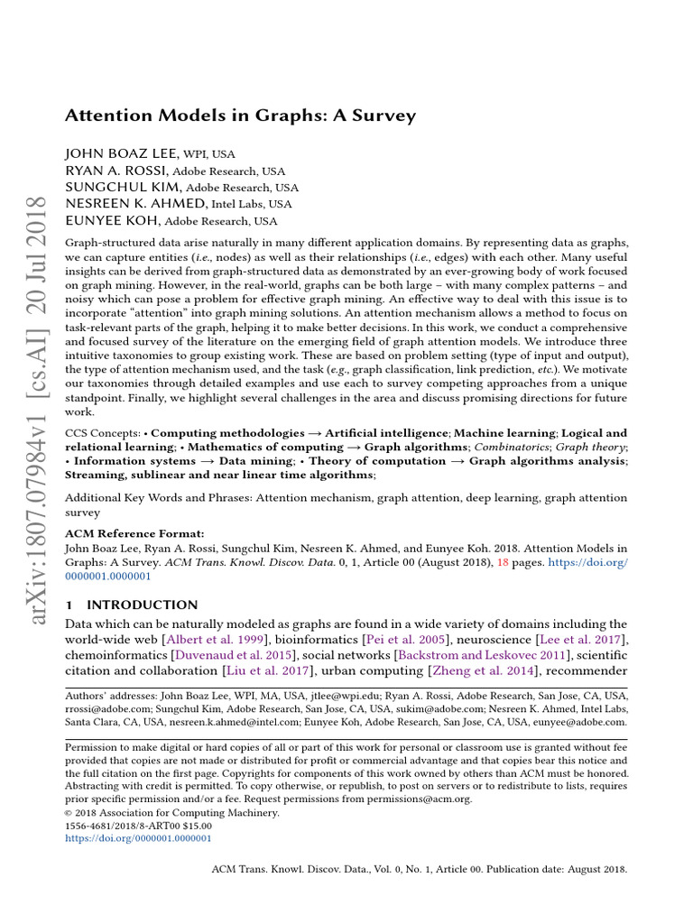 Attention Models in Graphs A Survey | PDF | Vertex (Graph Theory ...