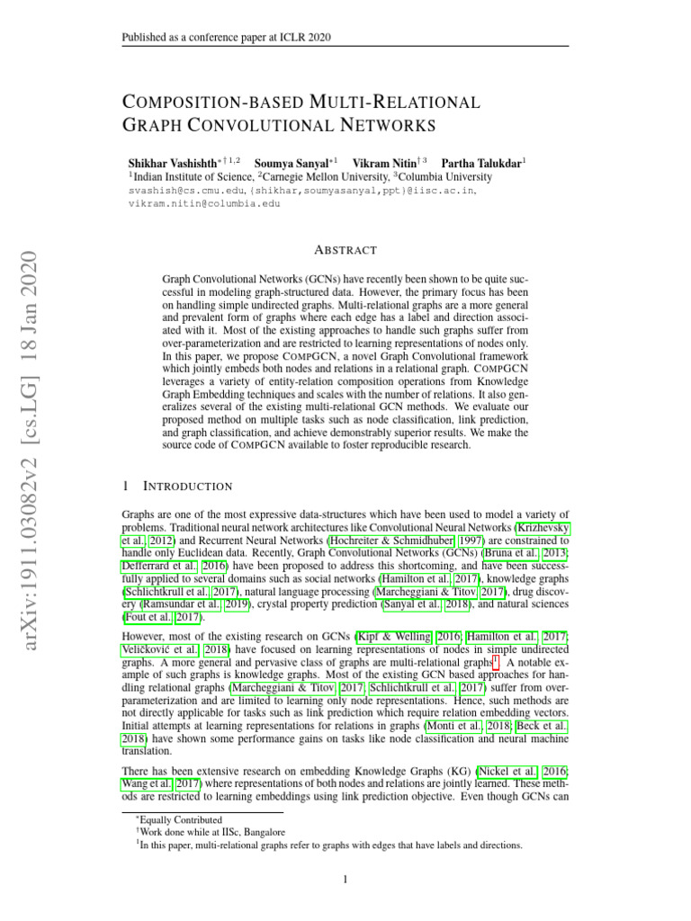 Composition-Based Multi-Relational Graph Convolutional Networks | PDF | Vertex (Graph Theory ...