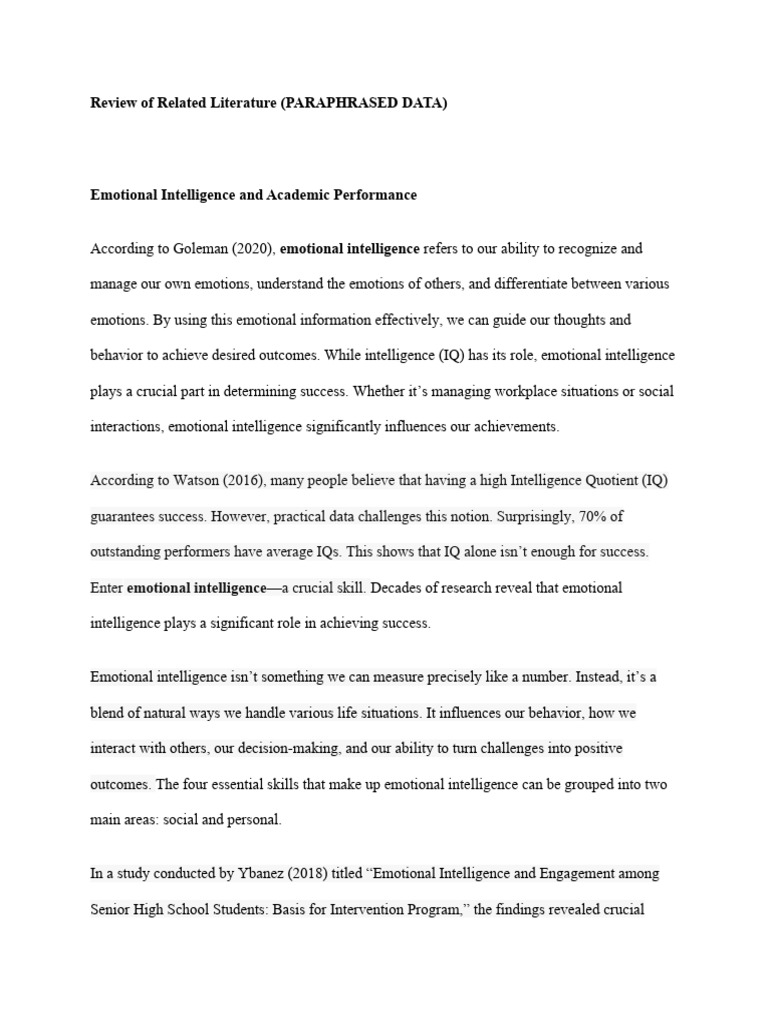 RRL RRS Proper Format 2 | PDF | Emotional Intelligence | Intelligence