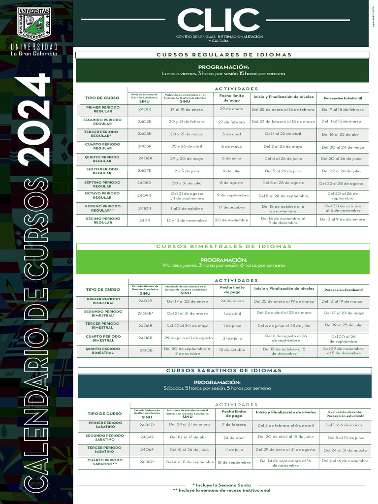 Calendario Clic 2024-1 | PDF