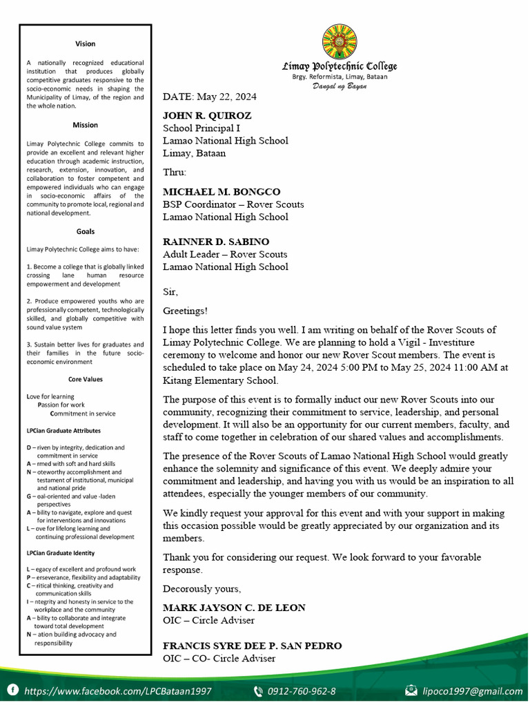 Rover Scouts Vigil & Investiture 2024 | PDF | Youth Organizations ...