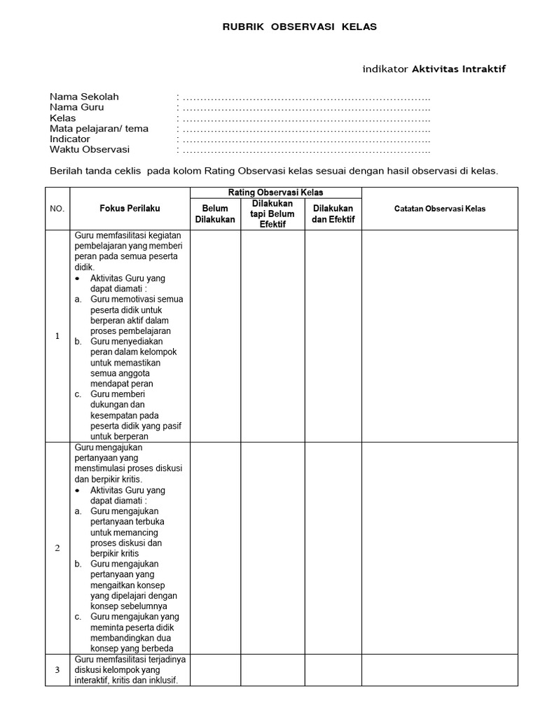 Rubrik Aktivitas Interaktif | PDF