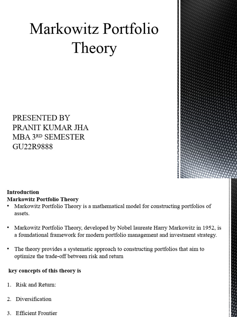 Markowitz Portfolio Theory | PDF | Modern Portfolio Theory ...