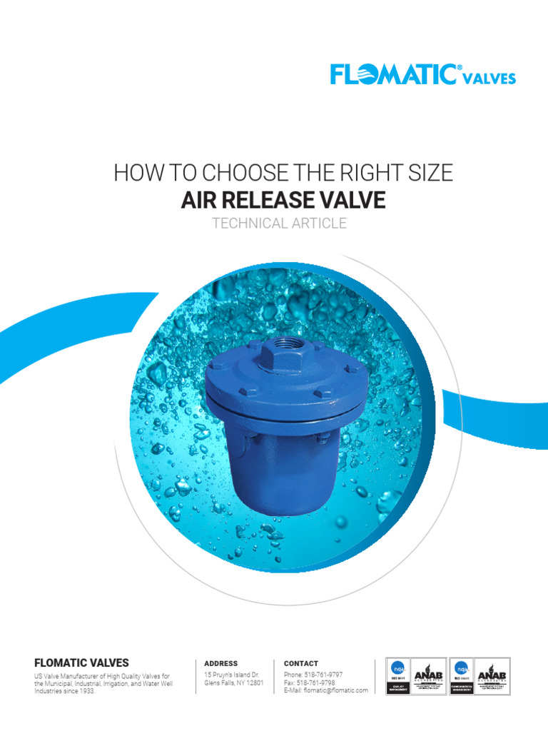 Choosing The Right Air Release Valve - Sizing and Selection | PDF ...