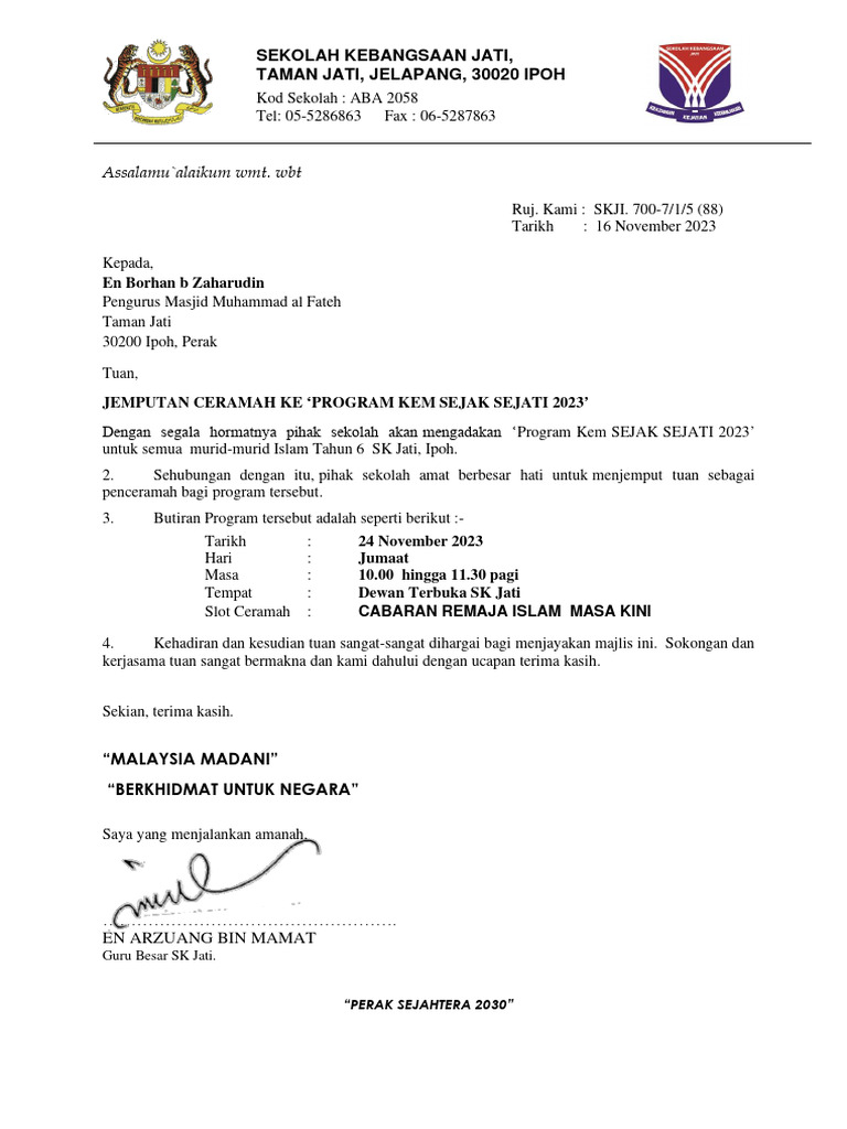 Surat Jemputan Penceramah | PDF