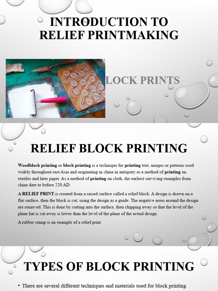 INTRODUCTION TO RELIEF PRINTMAKING block prints | PDF | Printmaking ...