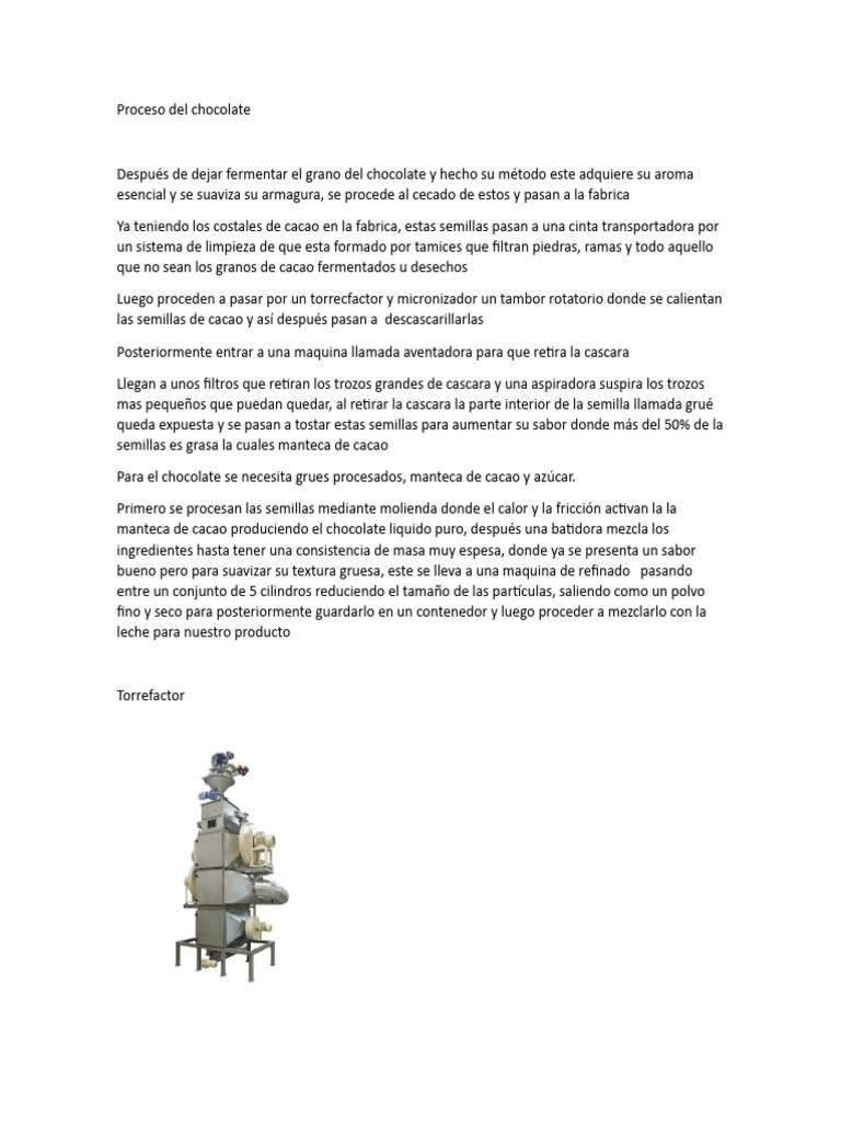 Proceso Del Chocolate | PDF
