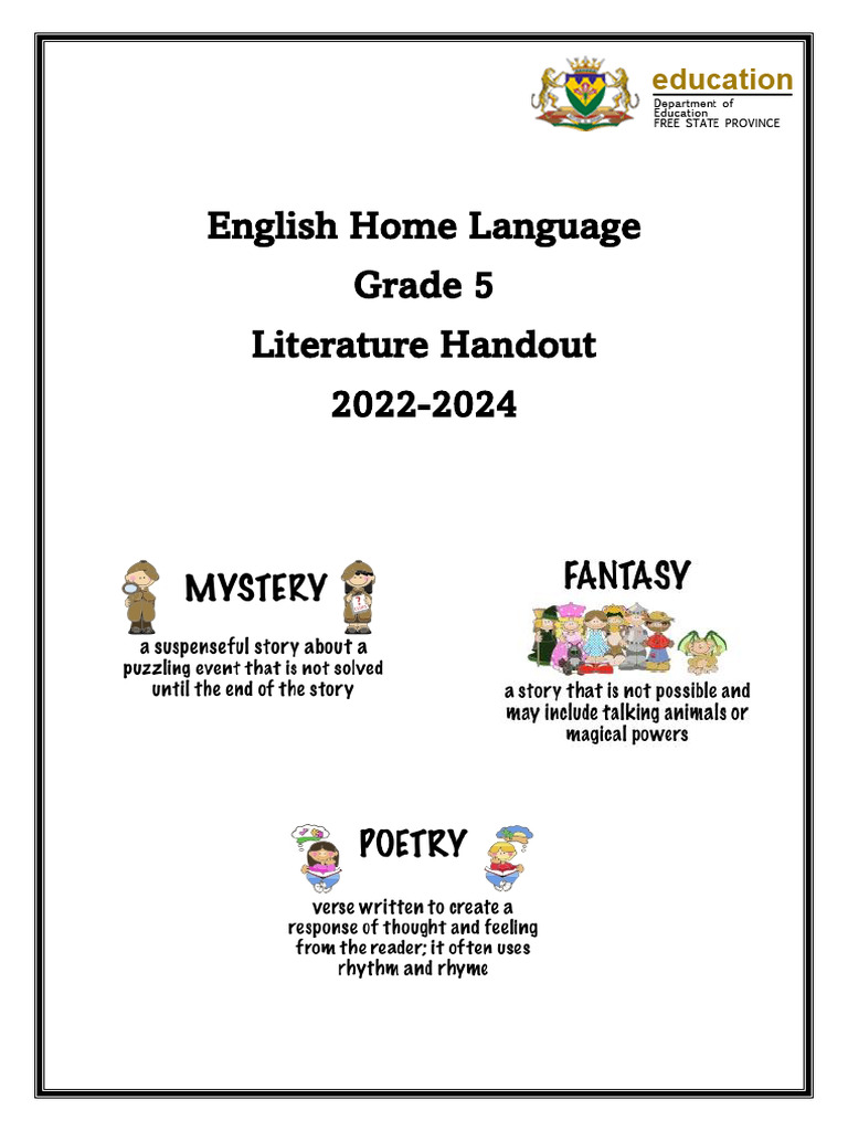 Grade 5 EHL Literature Handout 2024 | PDF | Poetry | Anansi