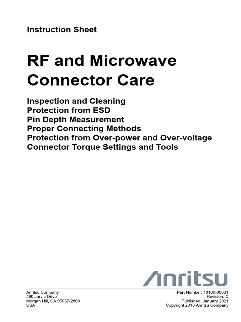 RF and Microwave Connector Care | PDF | Electrostatic Discharge | Electrical Connector