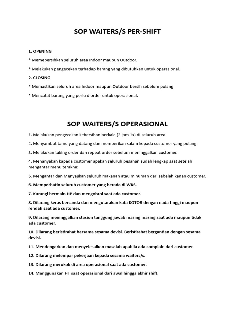 Sop Waiters | PDF