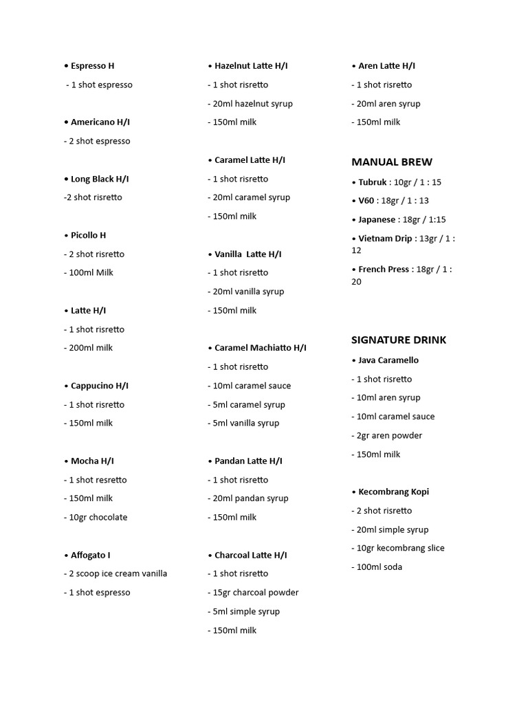 Sop Minuman Pdf Caffeinated Drinks Foods