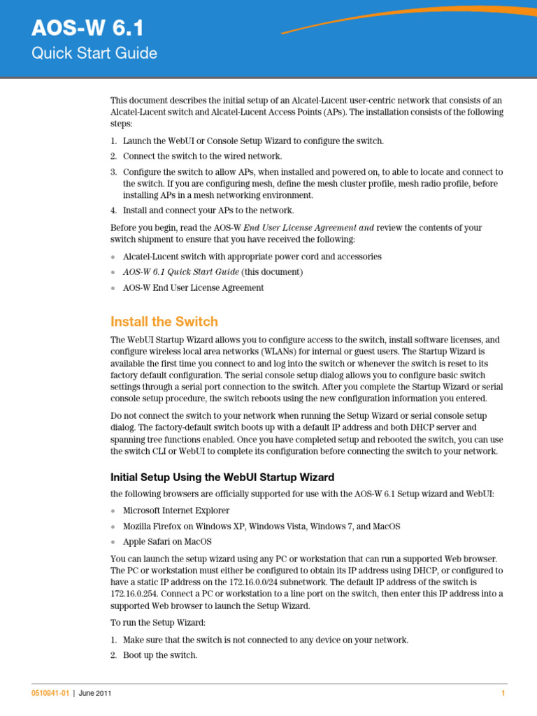 Aos-W 6 1 QS | PDF | Computer Network | Ip Address