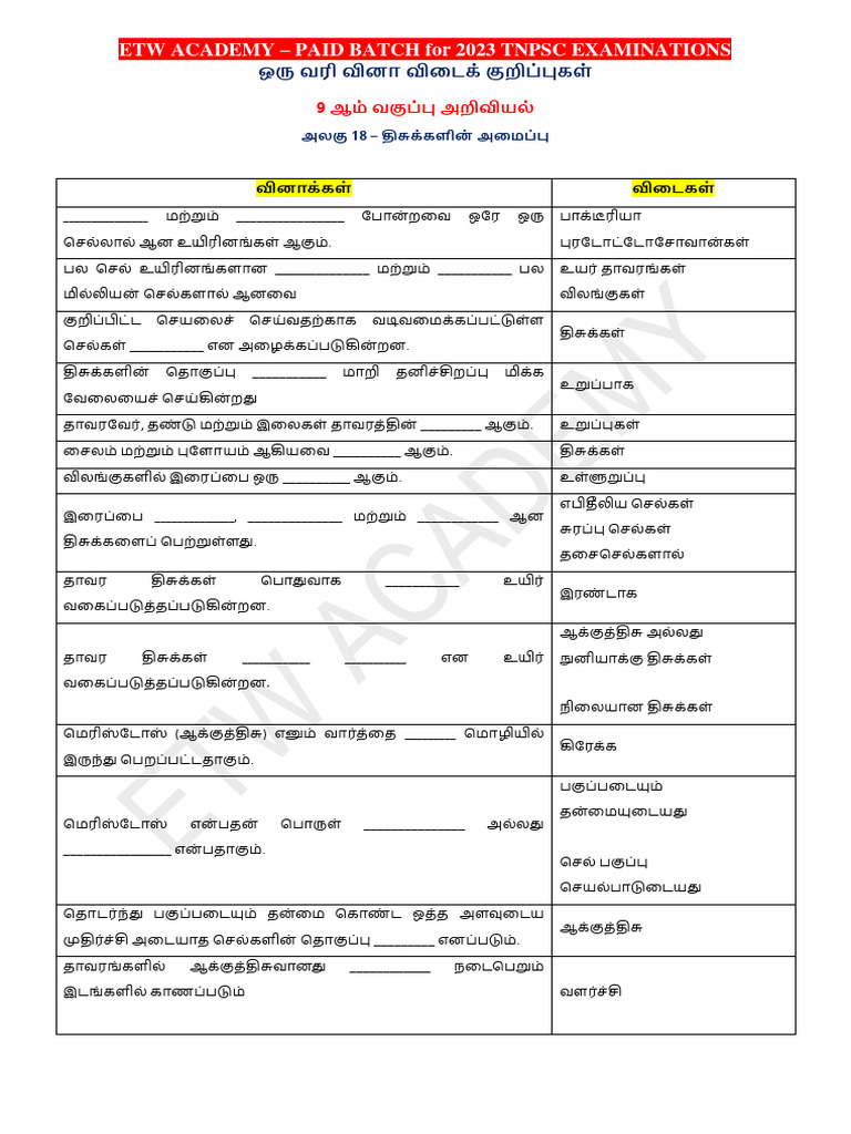 9th Science - Lesson 18 | PDF
