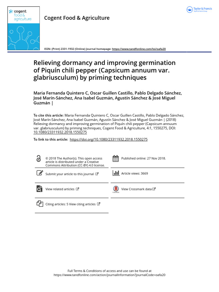 Relieving Dormancy and Improving Germination of Piqu N Chili Pepper ...