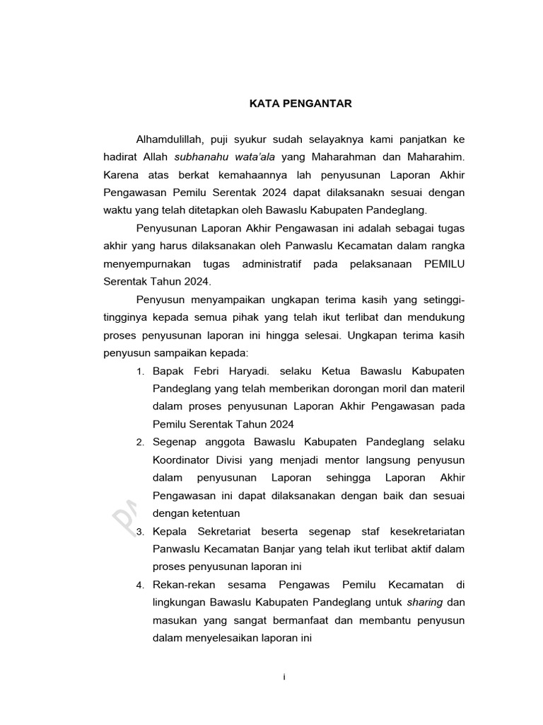 Laporan Akhir Panwascam | PDF