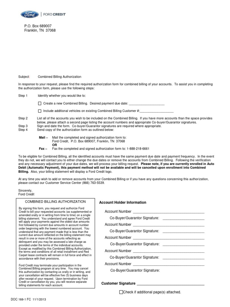 FC Combined Billing Form | PDF