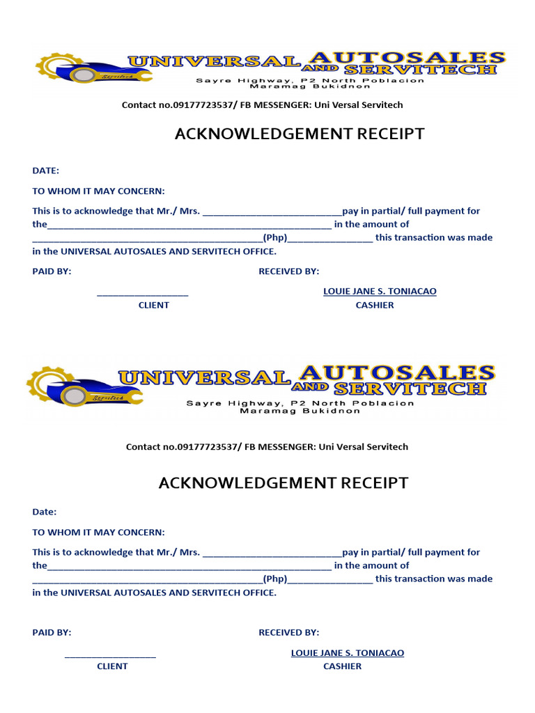 Acknowledgement Receipt Newest | PDF