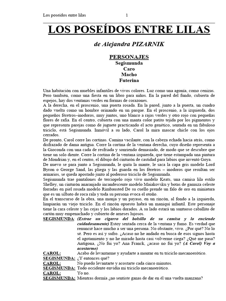 Pizarnik, AlejandraLOS POSEÍDOS ENTRE LILAS | PDF
