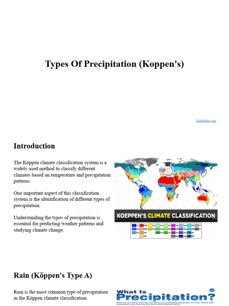 Types of Precipitation (Koppen's) | Download Free PDF | Precipitation | Fog