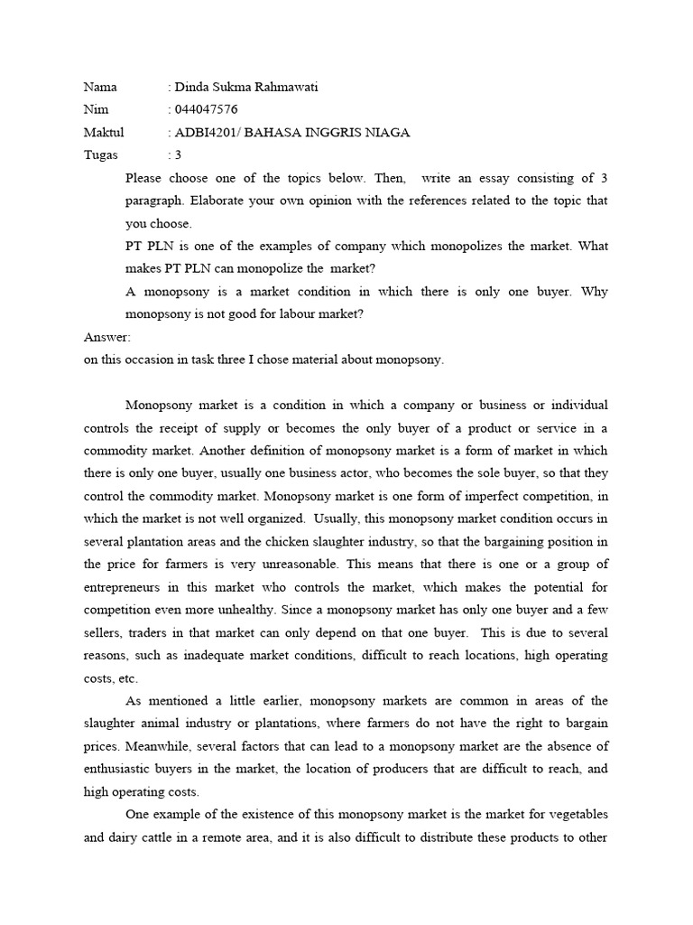 File Tugas 3 Bahasa Inggris Niaga (Dinda Sukma R.) | PDF | Market ...