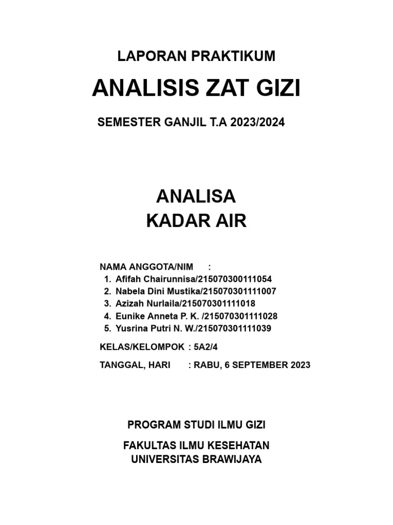 AZG (P) - Kelompok 4 - Analisis Kadar Air Dan Vitamin C | PDF