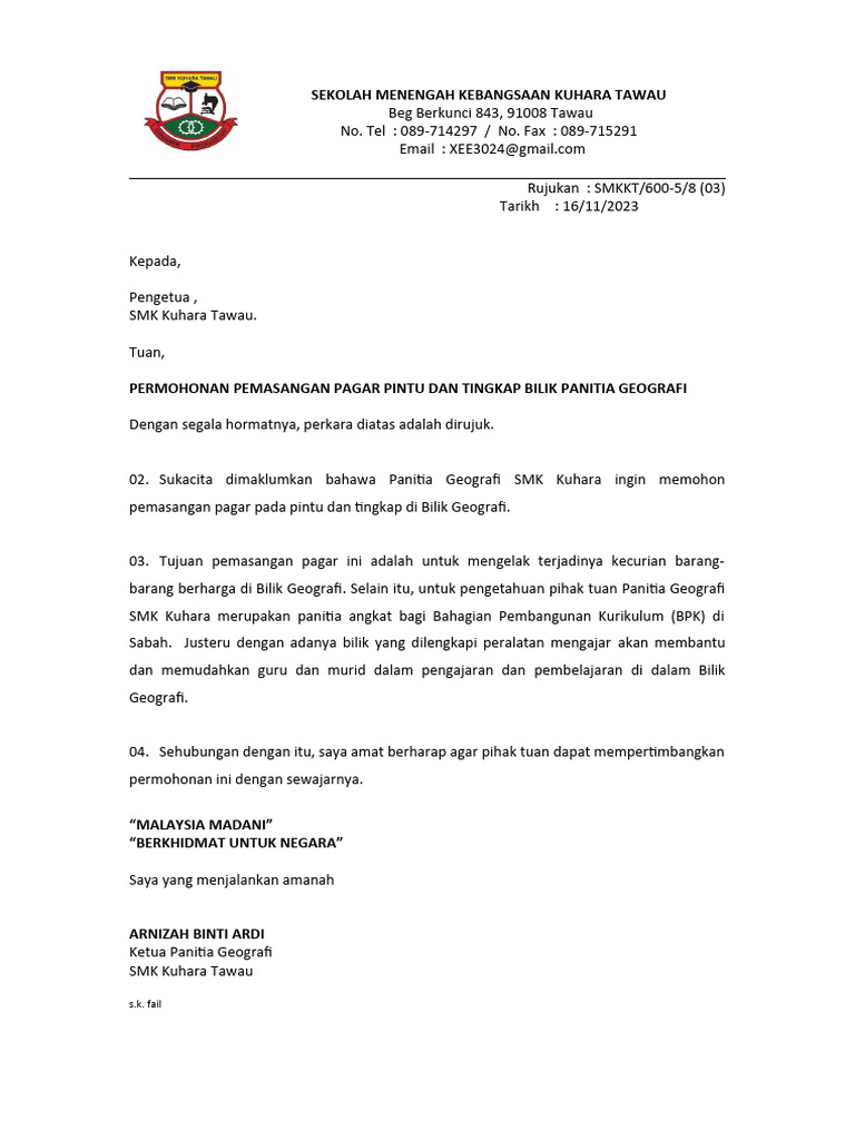 SURAT PERMOHONAN PEMASANGAN PAGAR TINGKAP DAN PINTU (3) | PDF SURAT PERMOHONAN PEMASANGAN PAGAR TINGKAP DAN PINTU (3) | PDF