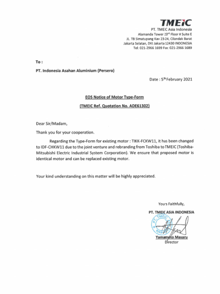 Statement Letter Type Form _ TMEIC | PDF