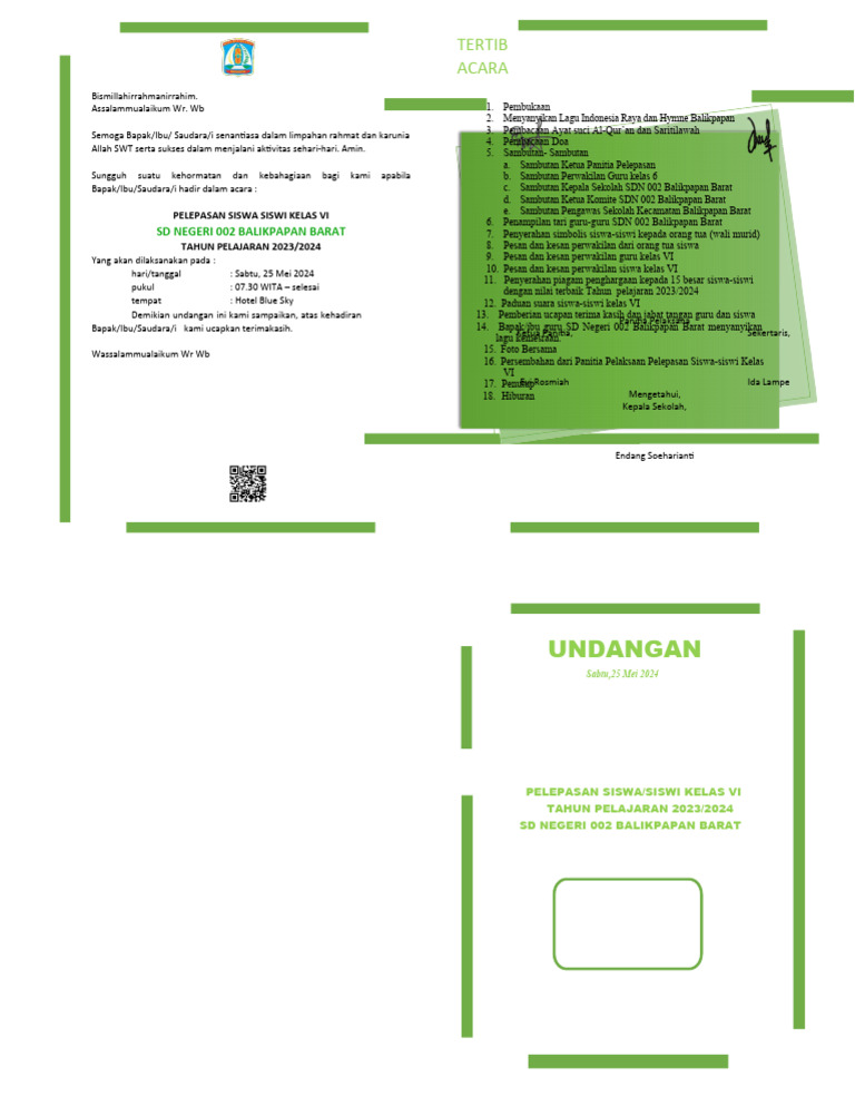 Undangan Perpisahan Kelas 6 2023 Word | PDF