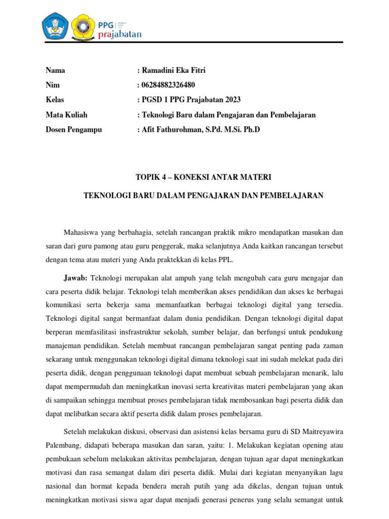 Ramadini Eka Fitri - T.4 Koneksi Antar Materi TBPP | PDF | Karier & Perkembangan