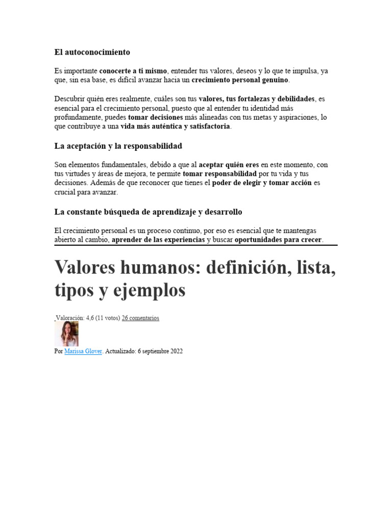 Autoconocimiento Valores Ok Ok Ok Ok Pdf Amor Tolerancia
