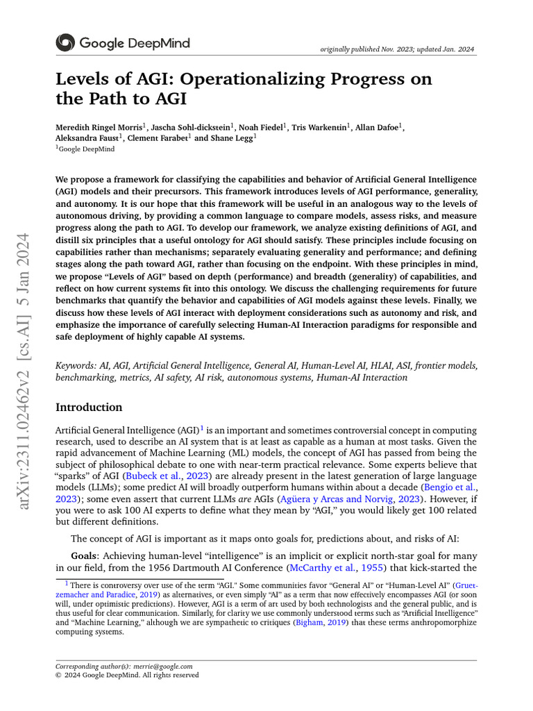 Levels of AGI: Framework for Progress | PDF | Artificial Intelligence ...