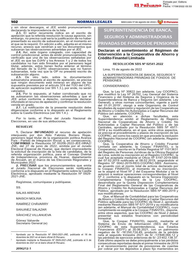 Res. SBS #02541-2022 | PDF | Cooperativa | Regulación