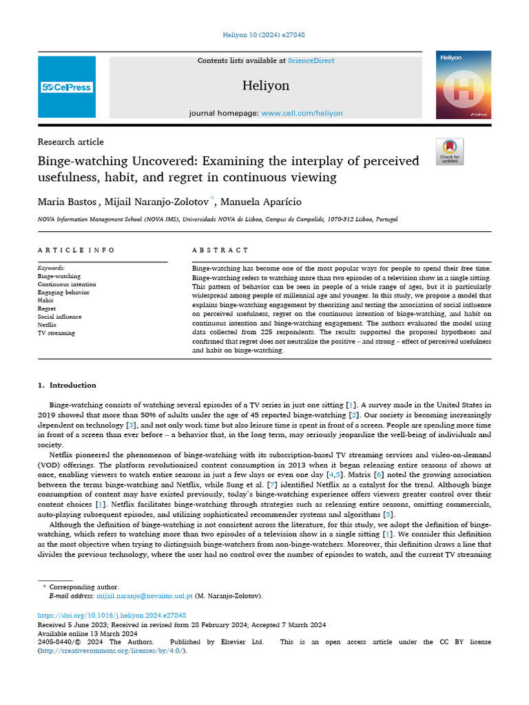 Binge-Watching Uncovered, Examining The Interplay of Perceived ...