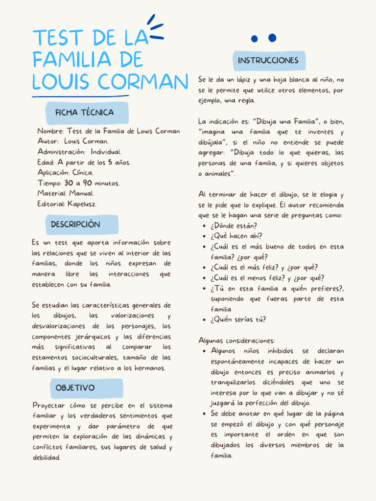 ACTIVIDAD 10 Test de La Familia de Louis Corman | PDF | Neurosis | Dibujo