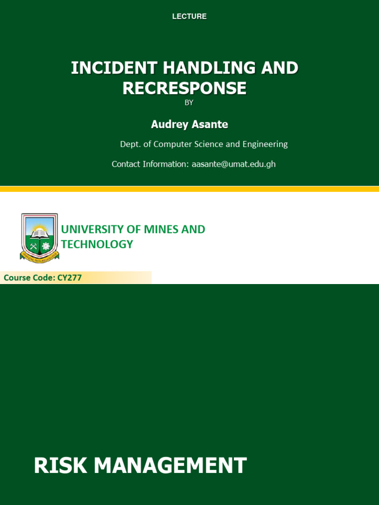 Cy277 - Lecture 1b | PDF | Risk | Threat (Computer)