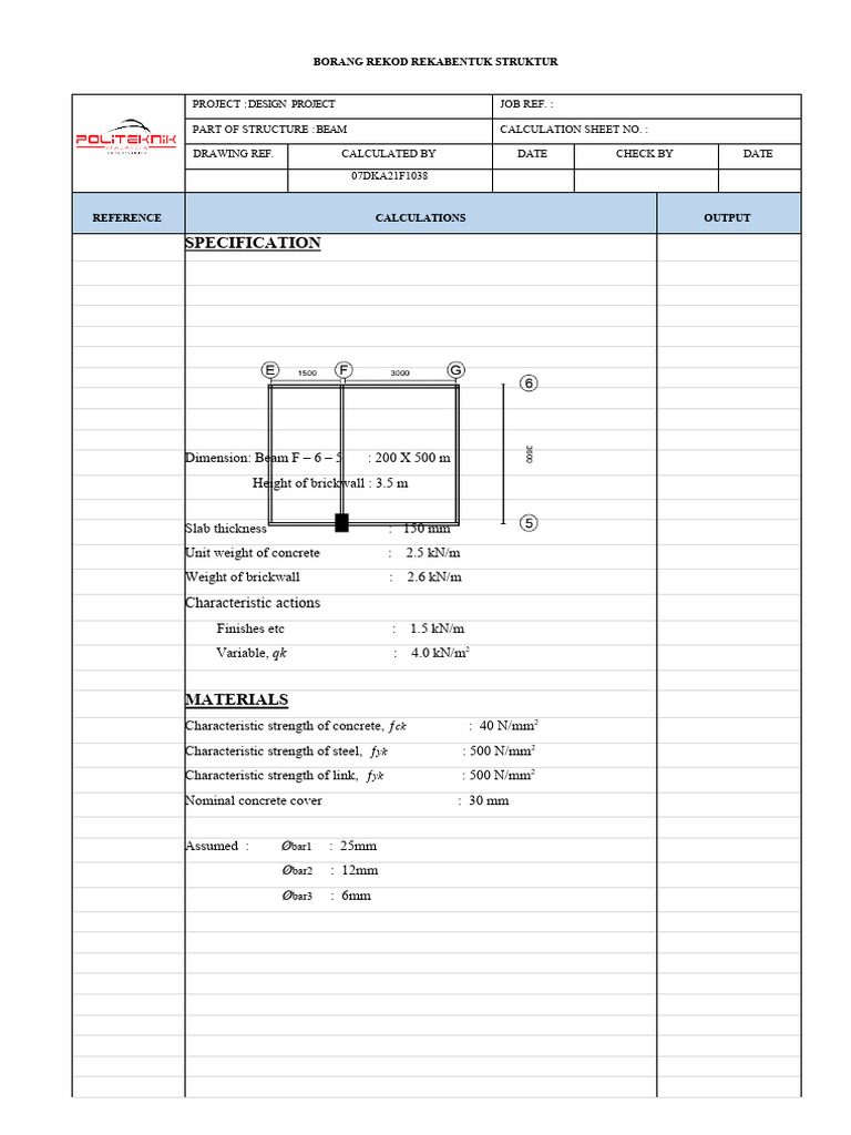 Structural Beam Design Record | PDF | Beam (Structure) | Building ...