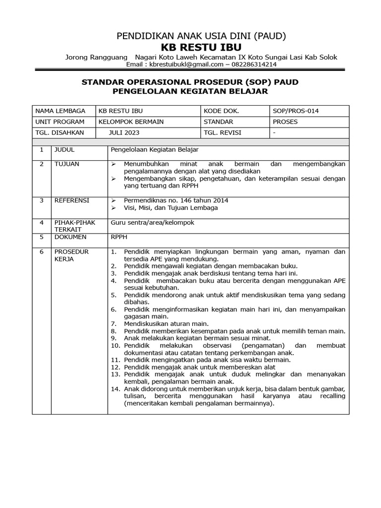 B) - SOP Pembelajaran | PDF | Karier & Perkembangan