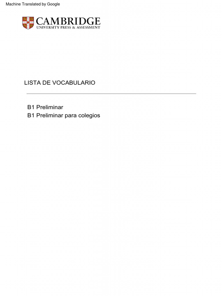 Lista de Vocabulario B1 Preliminary | PDF | Léxico | Verbo