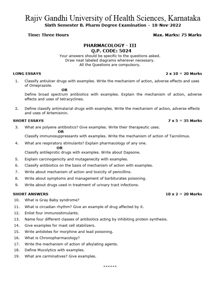 5 Pharmacology III Nov-2022 | Download Free PDF | Pharmacology | Clinical Medicine