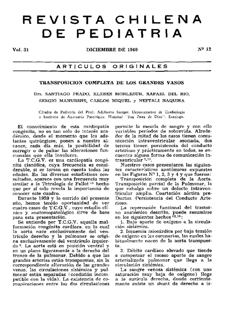 Transposición De Grandes Vasos Pdf Corazón Sistema Circulatorio
