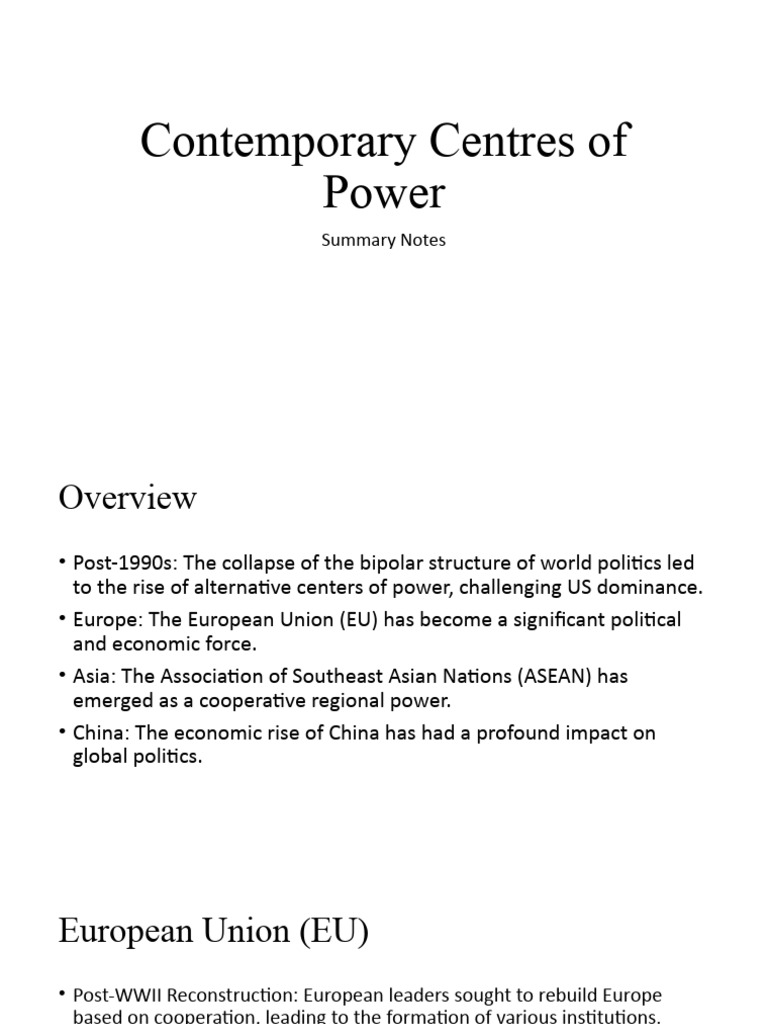 Contemporary Centres of Power | PDF | European Union | China