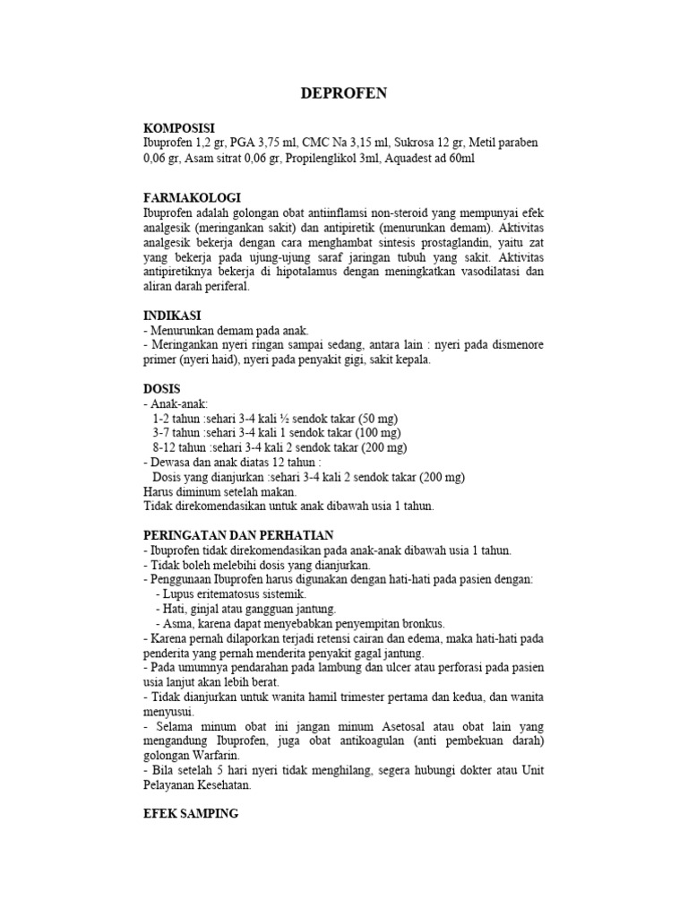 Dosis dan Efek Samping Ibuprofen Anak | PDF | Kesehatan Holistik