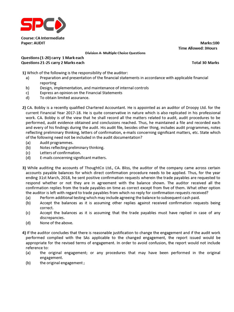 FT_Audit_QP | PDF | Audit | Auditor's Report