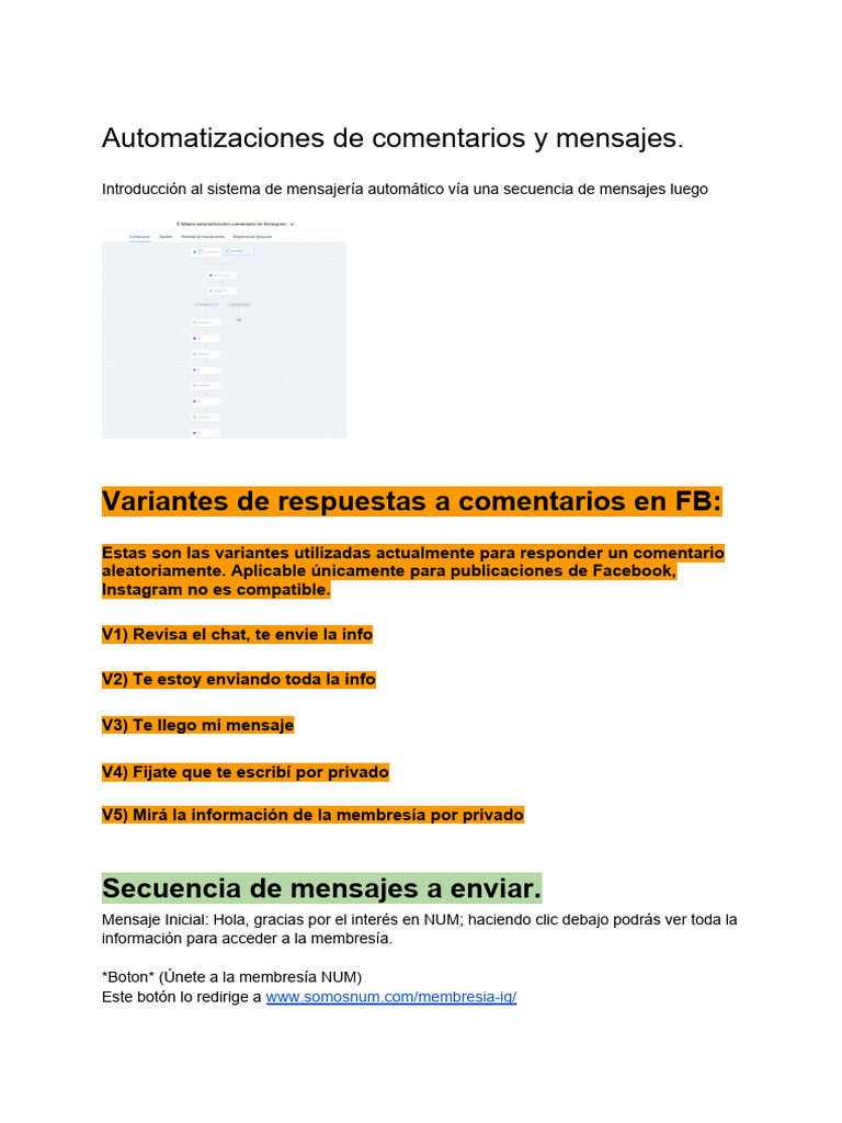 Automatizaciones de Comentarios y Mensajes Dirigida A La Membresia NUM. | Descargar gratis PDF ...